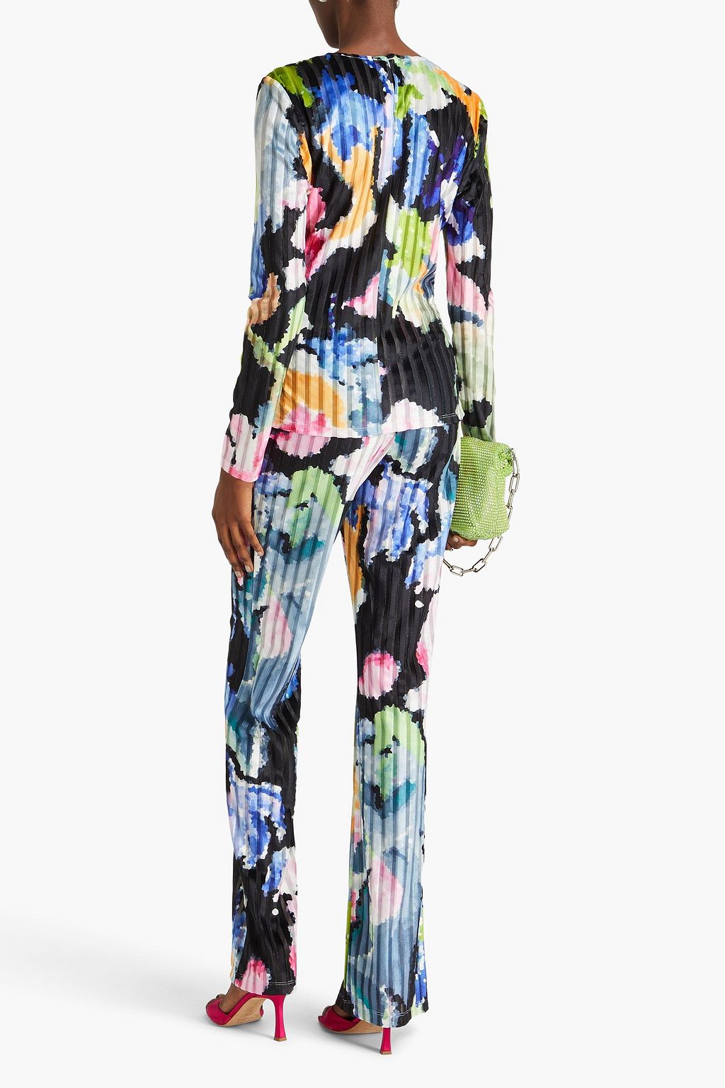 STINE GOYA Andy metallic printed devoré straight-leg pants | THE OUTNET