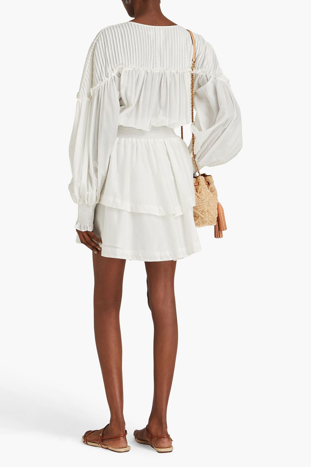 AJE. Ruffled cotton and silk-blend voile mini dress | THE OUTNET