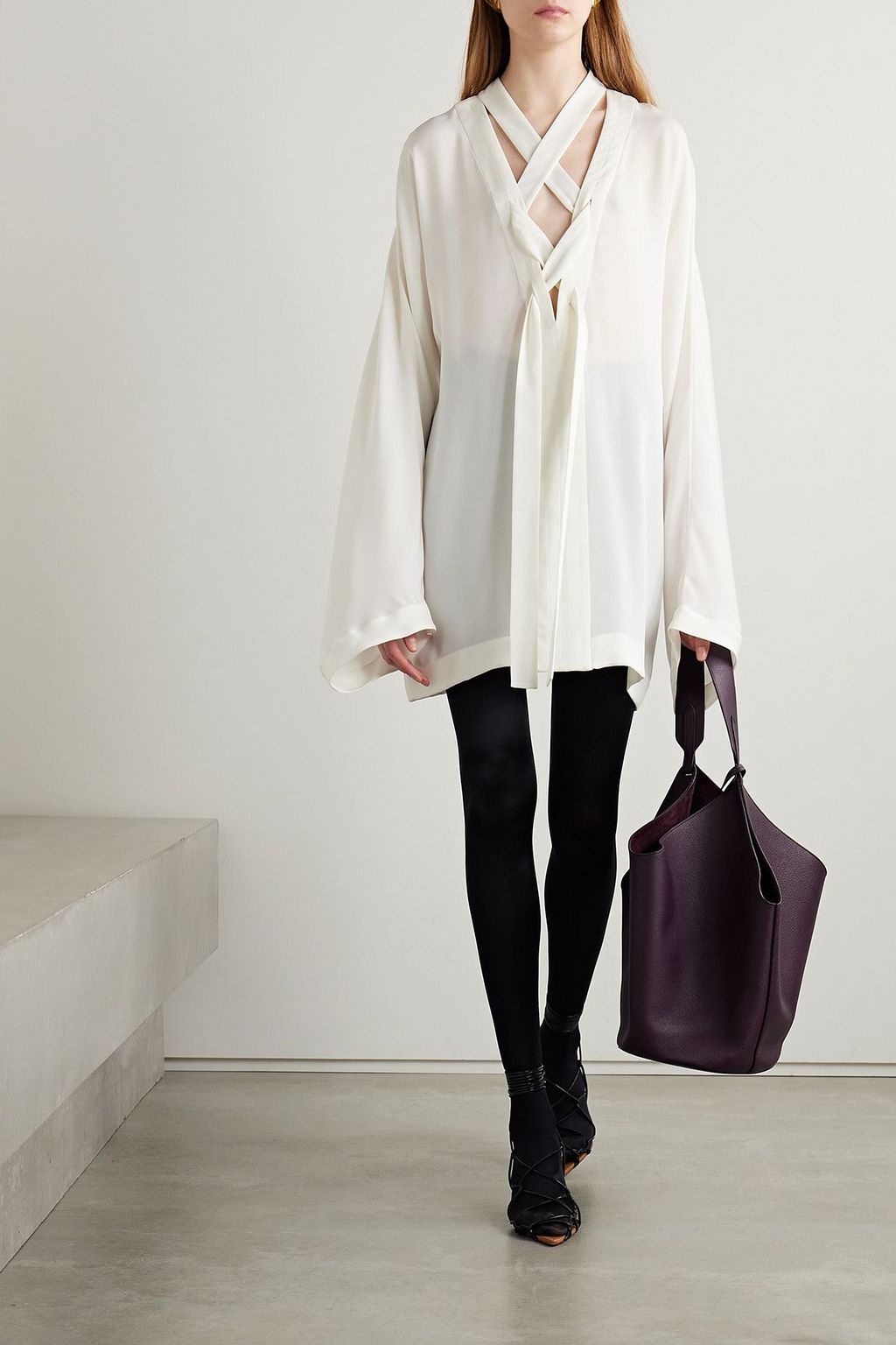 KHAITE Mehna lace-up silk crepe de chine mini dress | THE OUTNET
