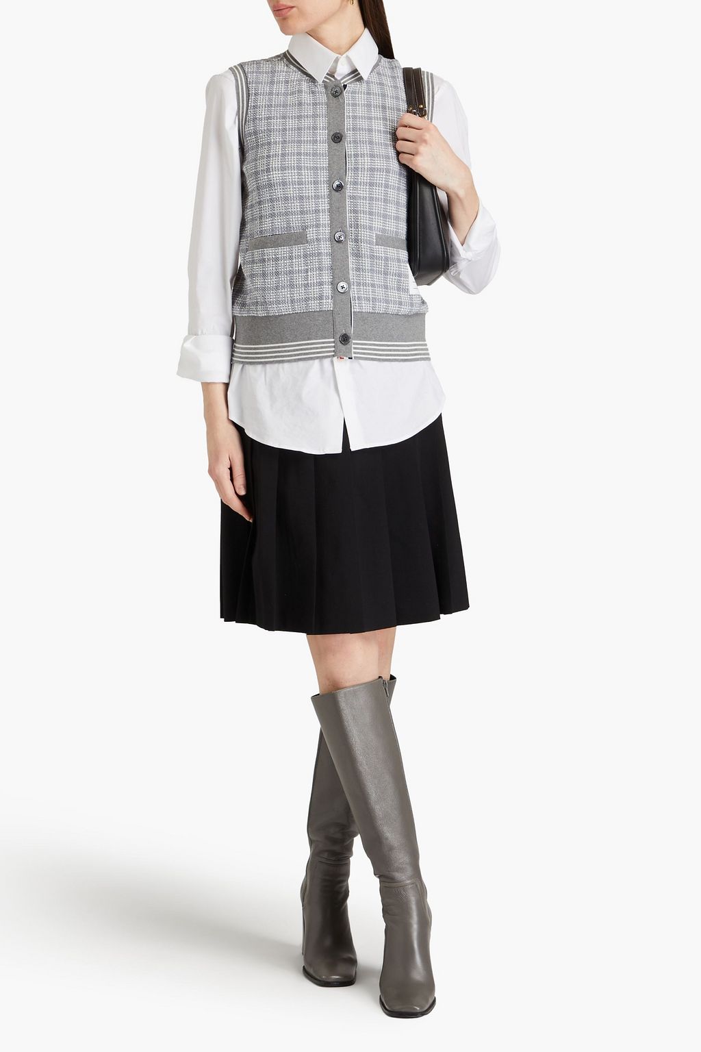 THOM BROWNE Checked cotton-blend tweed vest | THE OUTNET
