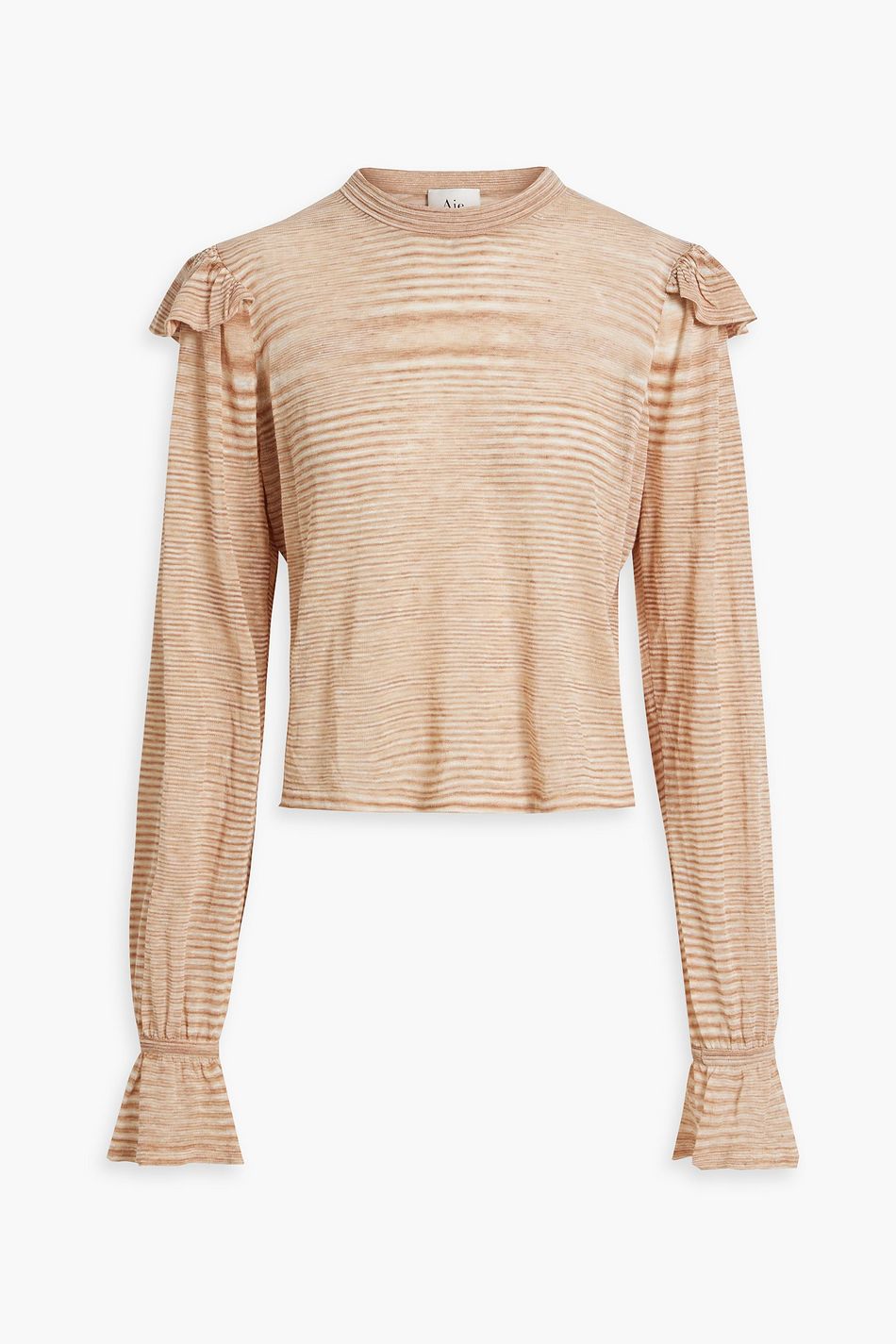 AJE. Lily ruffled space-dyed linen-blend top | THE OUTNET