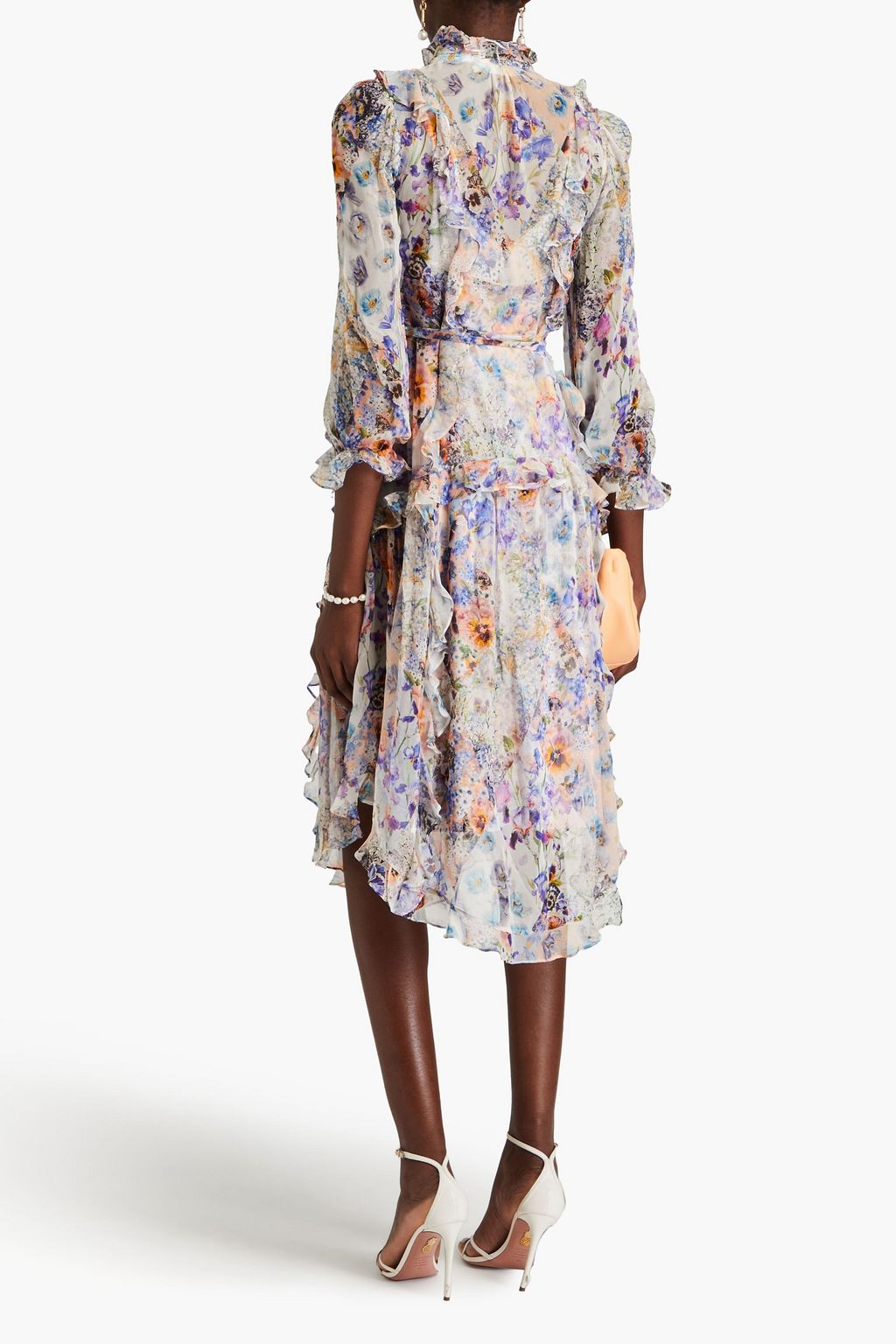 Zimmermann Ruffled Floral Print Silk Georgette Midi Dress The Outnet