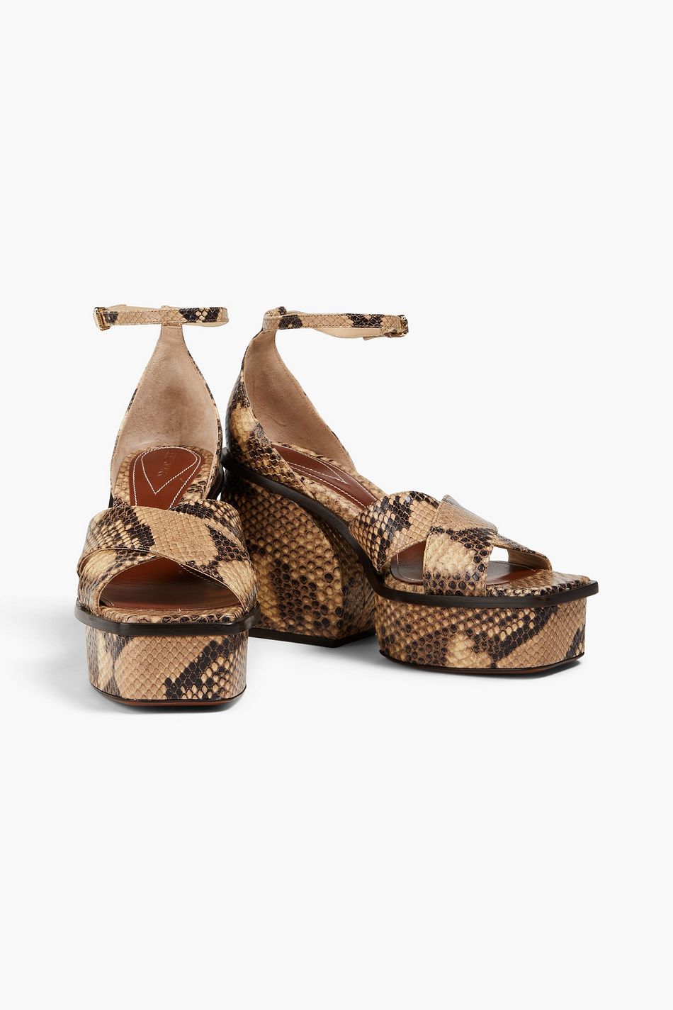 ZIMMERMANN Snake-effect leather platform sandals | THE OUTNET