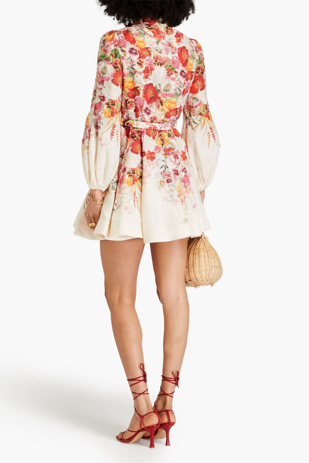 Zimmermann Belted Floral Print Linen Mini Dress The Outnet