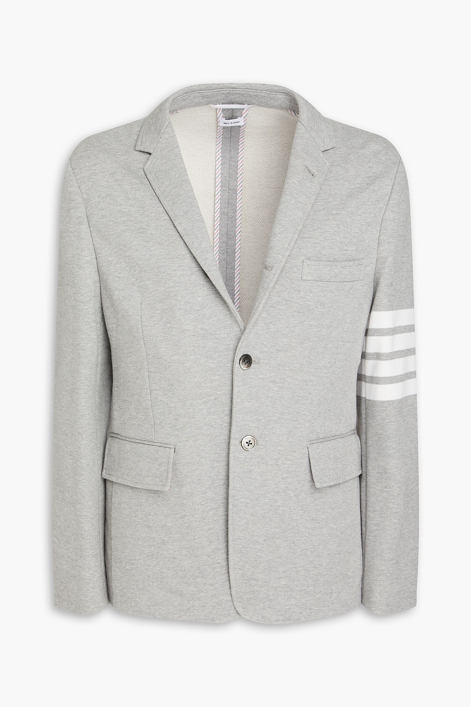 Thom Browne Grosgrain-trimmed French Cotton-terry Blazer In Light Gray ...