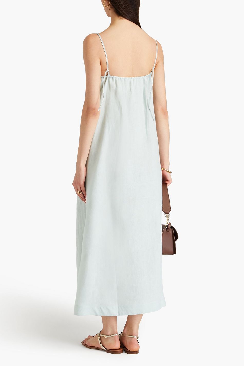 CASA RAKI Lara cutout twisted linen midi dress | THE OUTNET
