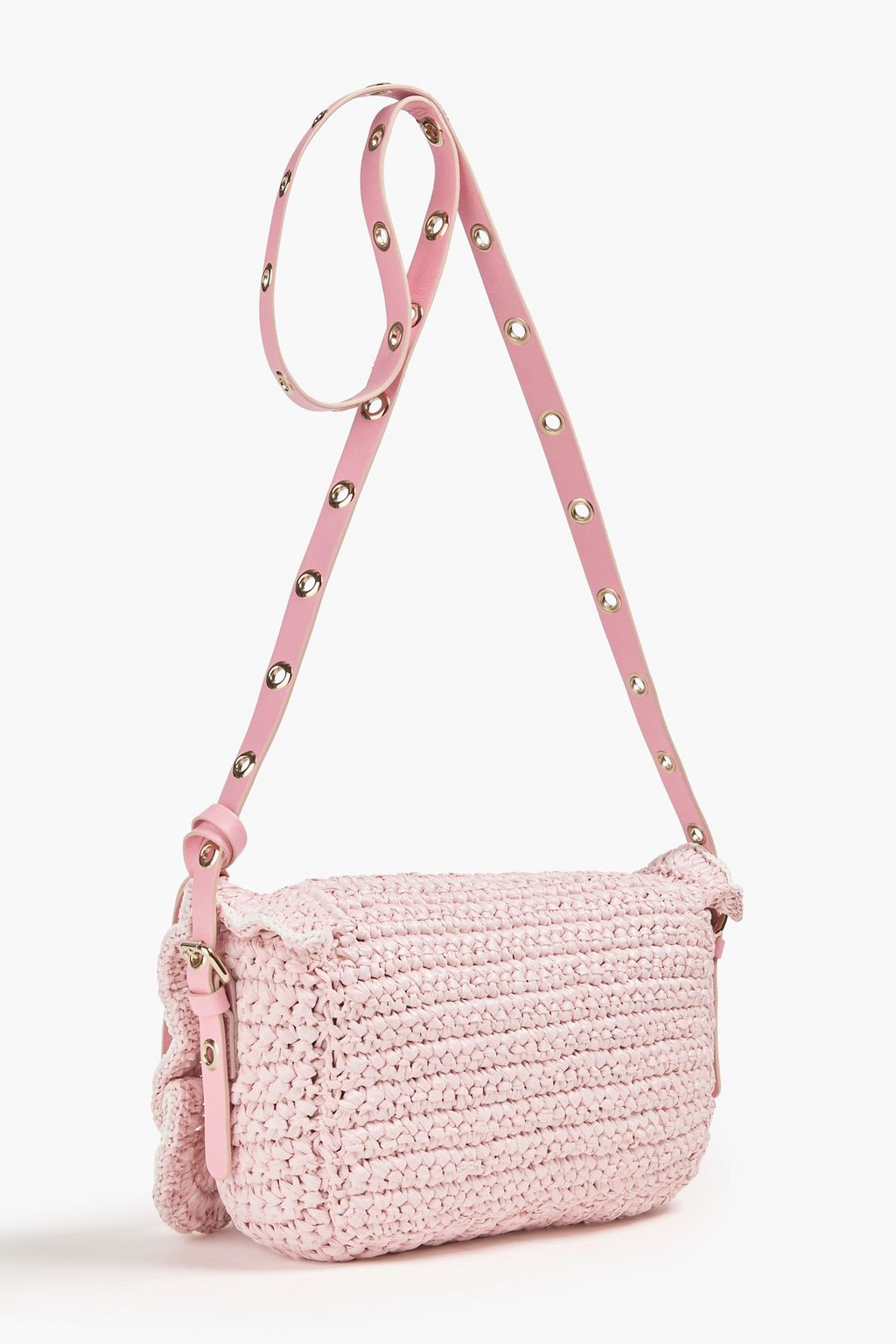 RED(V) Ruffle-trimmed embellished raffia shoulder bag | THE OUTNET