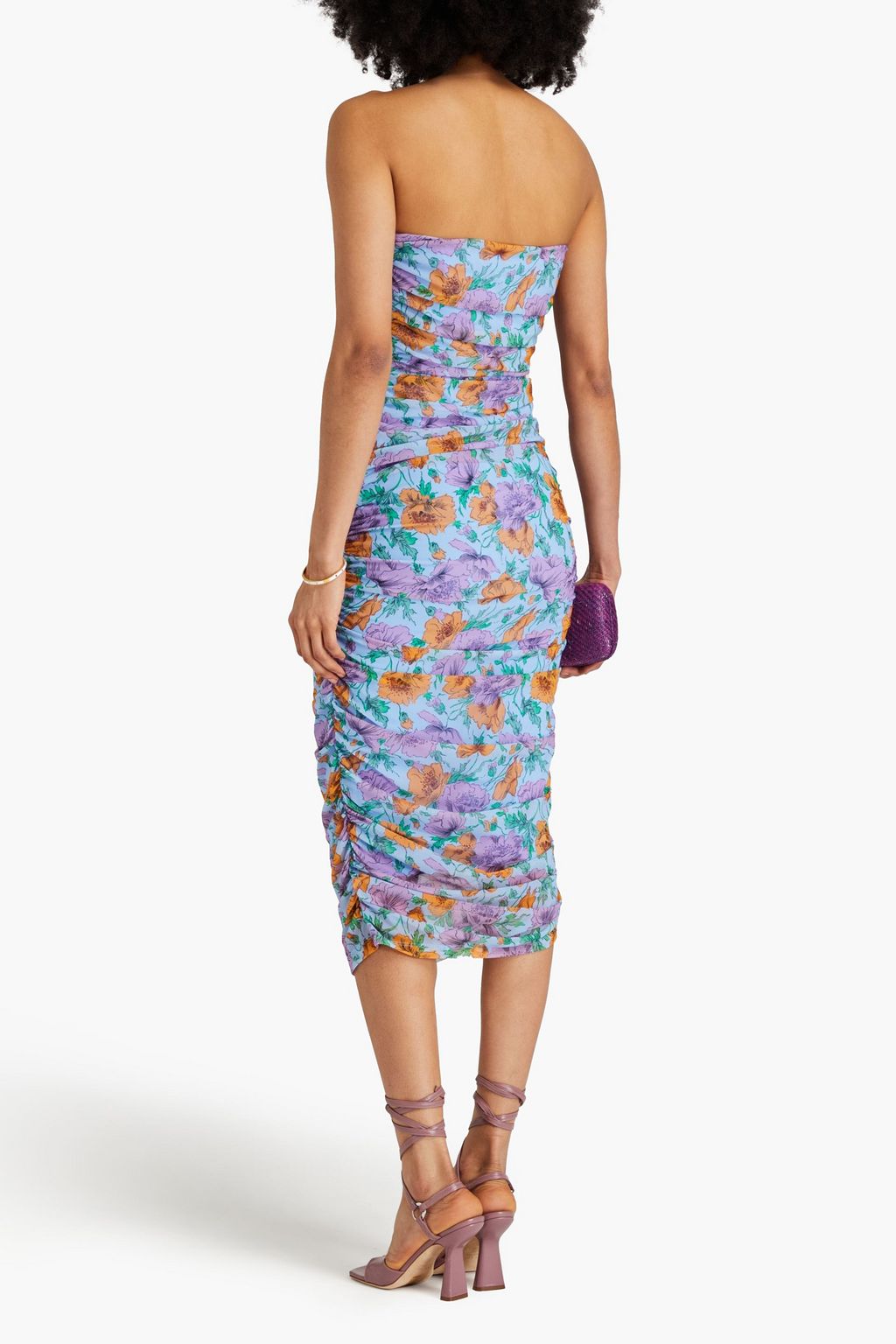 VERONICA BEARD Quiana strapless floral-print tulle midi dress | THE OUTNET