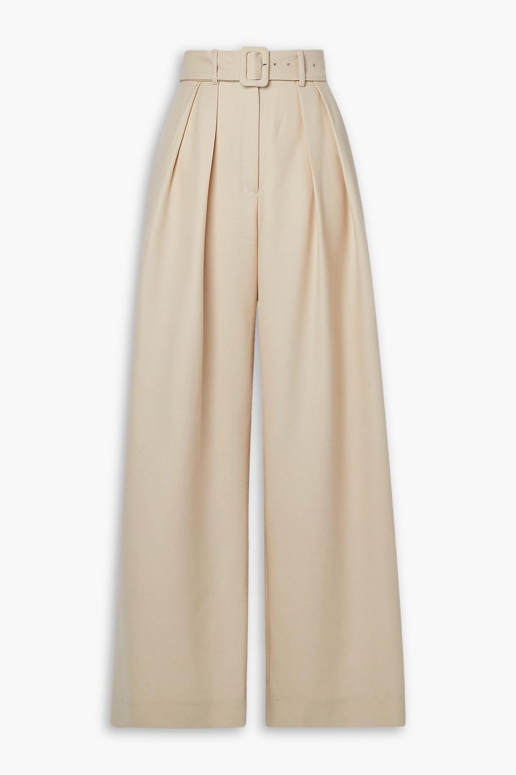 BRANDON MAXWELL Belted pleated wool-blend twill wide-leg pants | THE OUTNET
