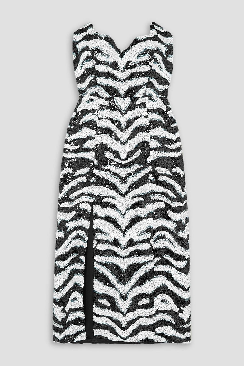 HALPERN Strapless sequined zebra-print tulle midi dress | THE OUTNET