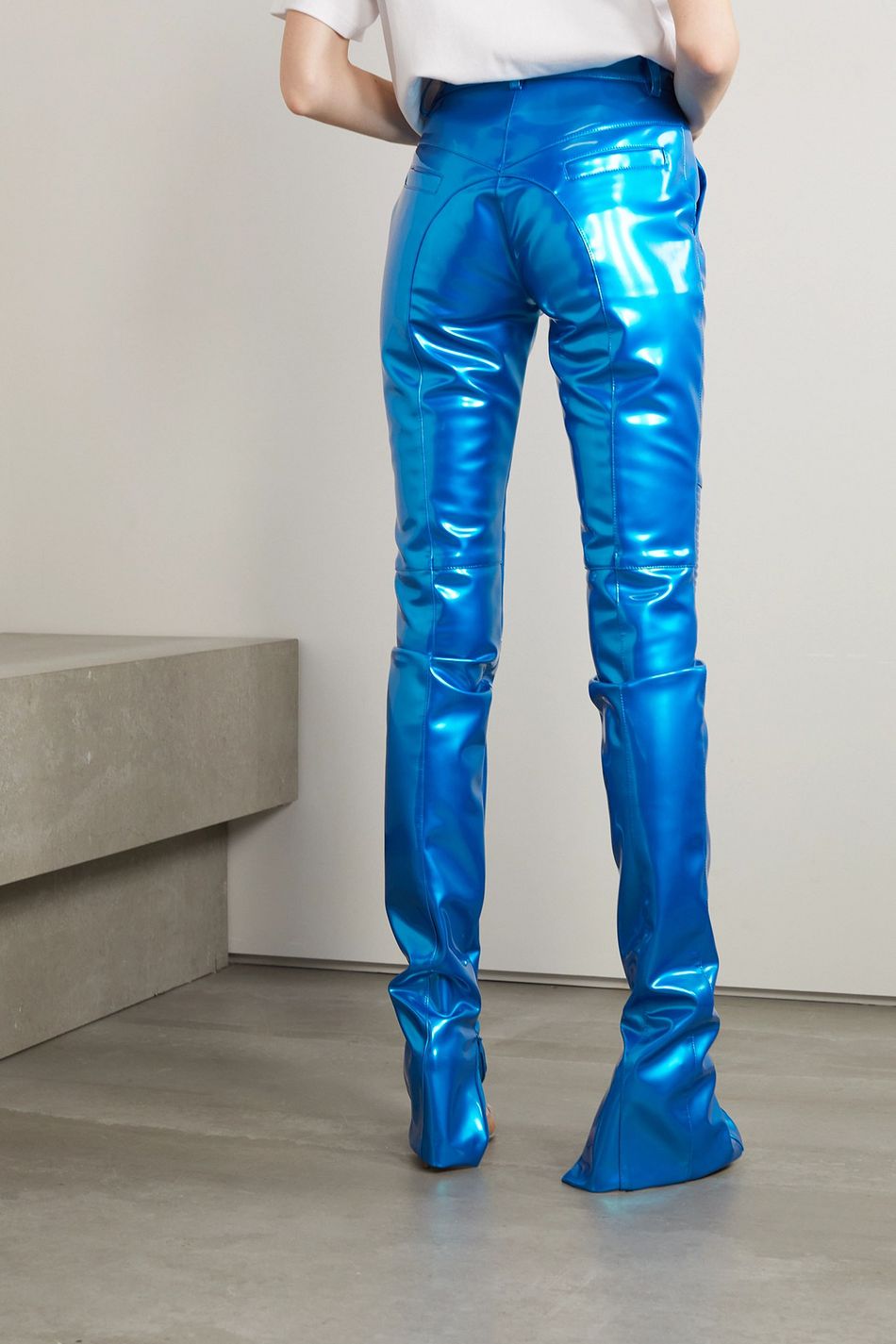 LAQUAN SMITH Metallic latex slim-leg pants | THE OUTNET