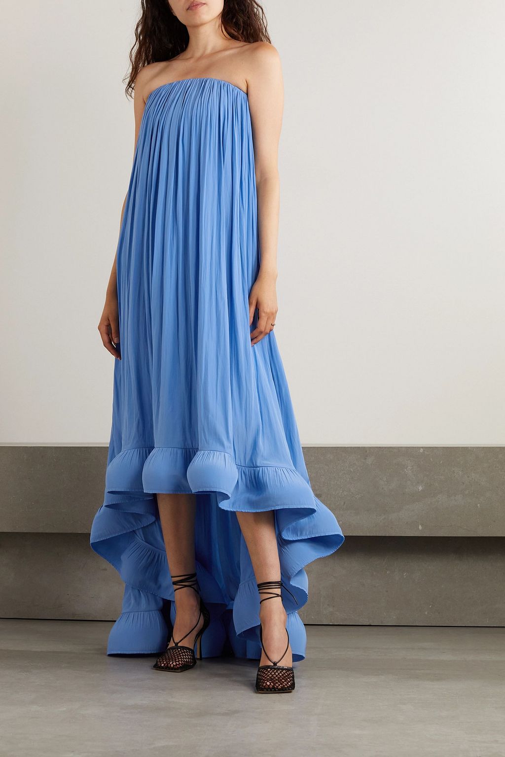 LANVIN Strapless ruffled chiffon gown | THE OUTNET