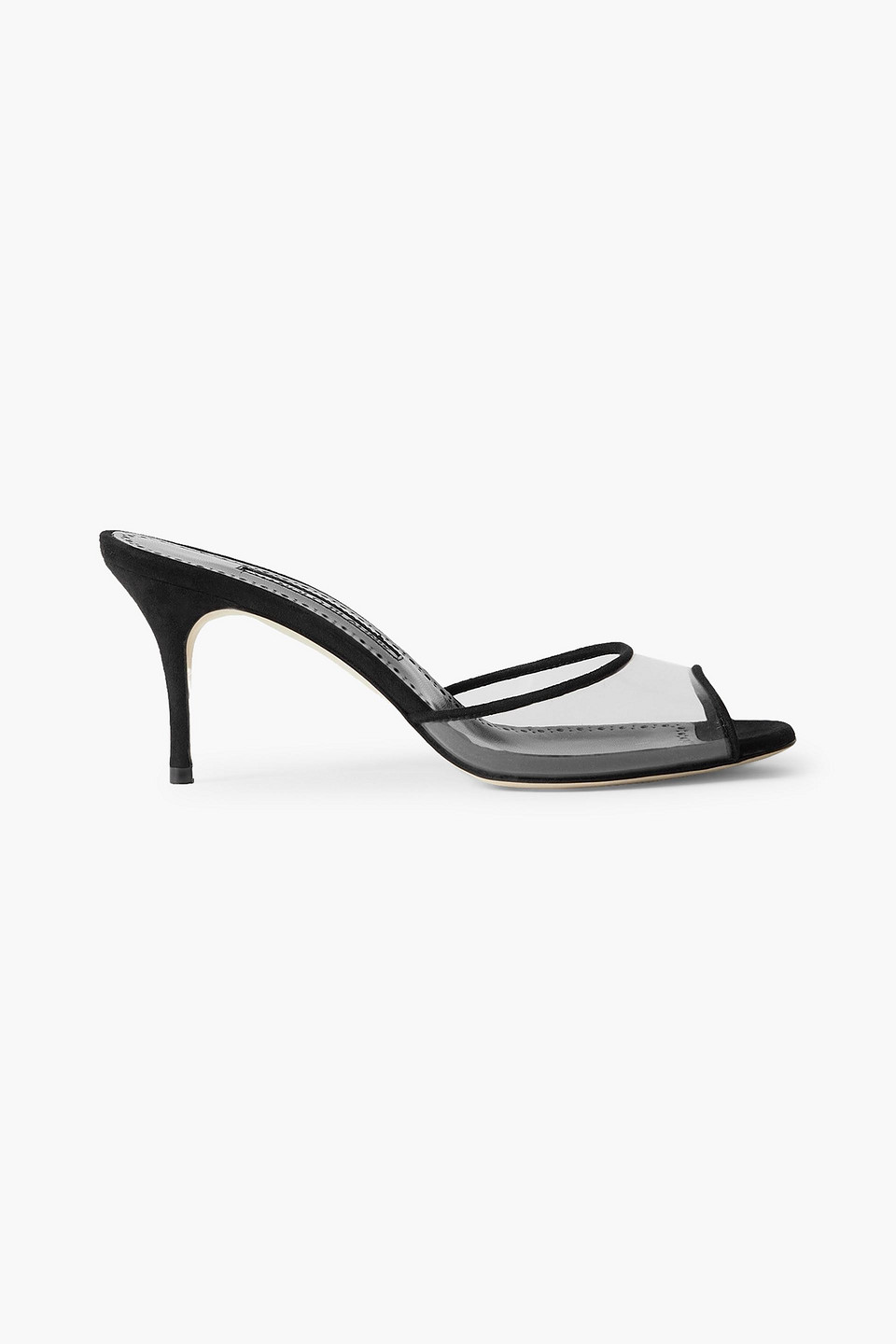 Manolo Blahnik Jadifa Suede-trimmed Pvc Mules In Black | ModeSens