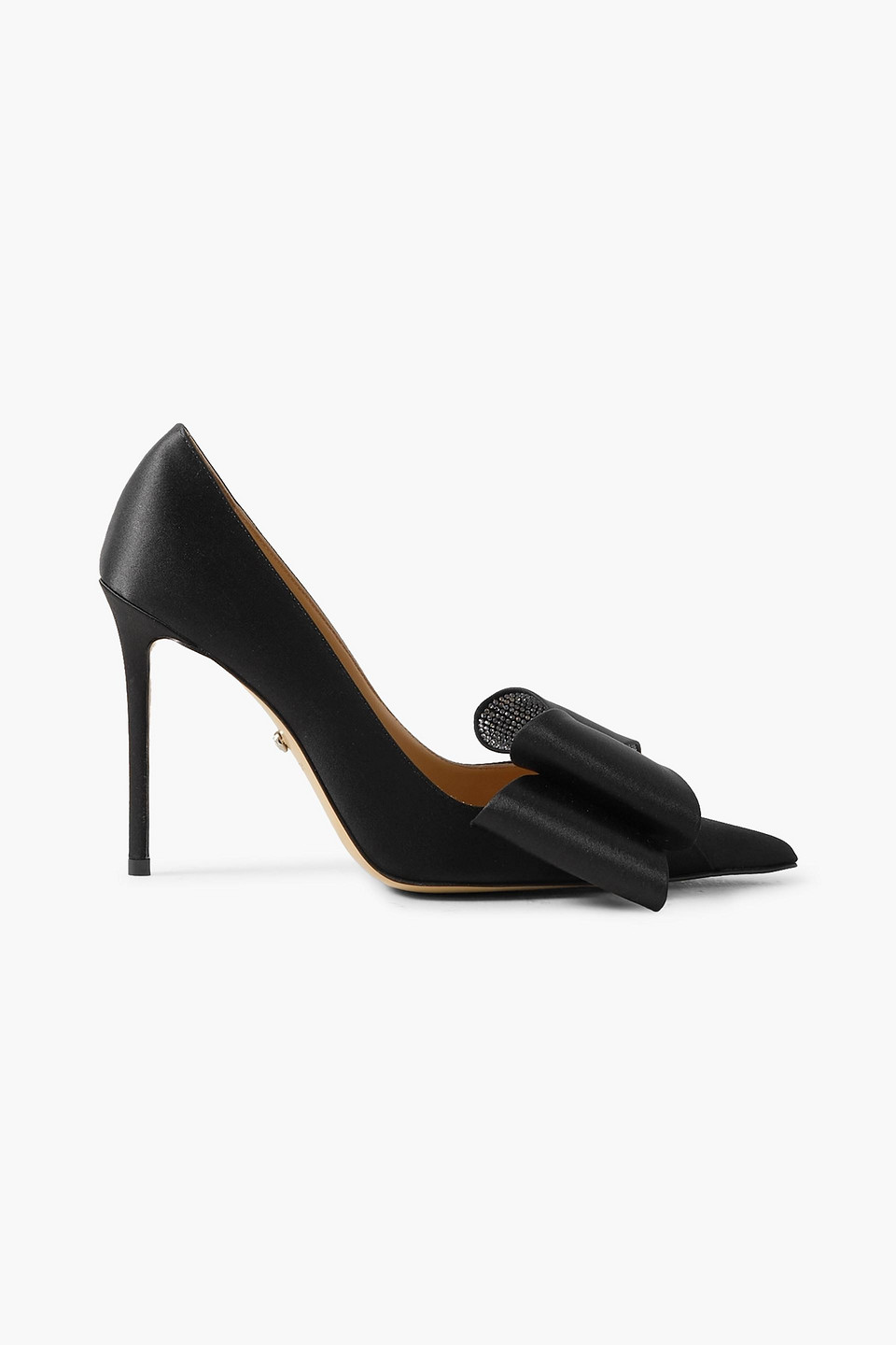 Mach & Mach Le Cadeau Crystal-embellished Satin Pumps In Black | ModeSens