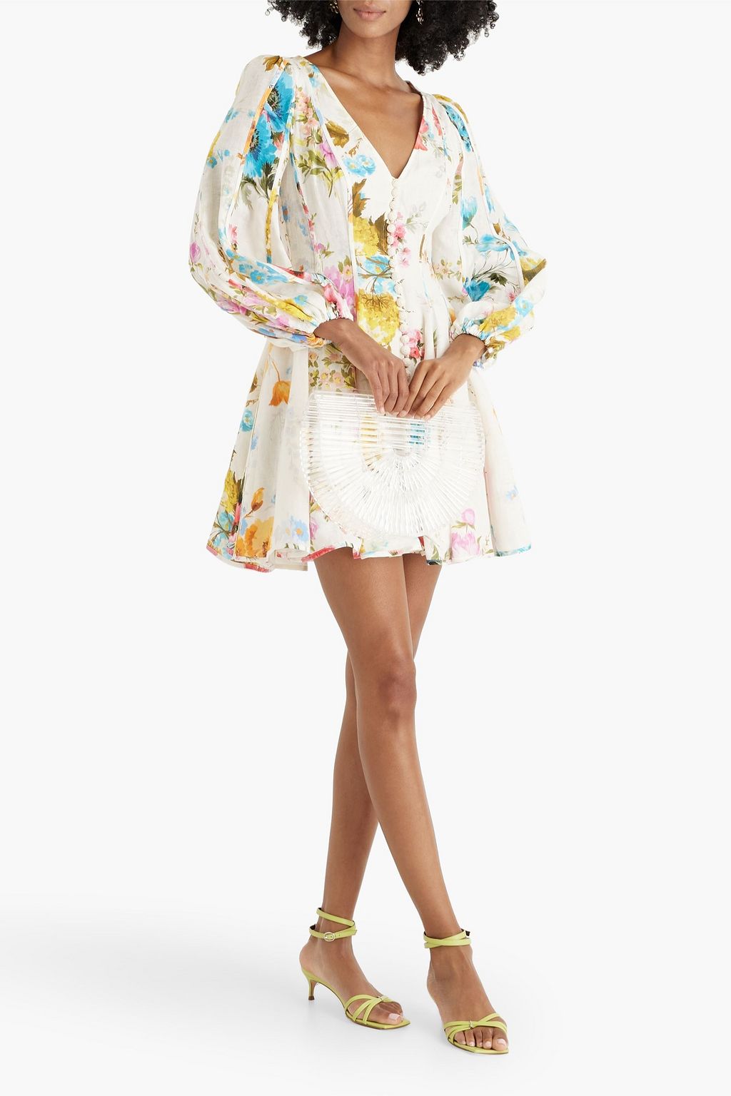 Zimmermann Floral Print Linen Mini Dress The Outnet