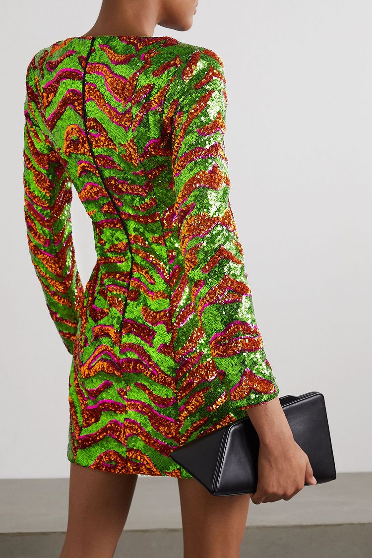 HALPERN Sequined zebra-print tulle mini dress | THE OUTNET