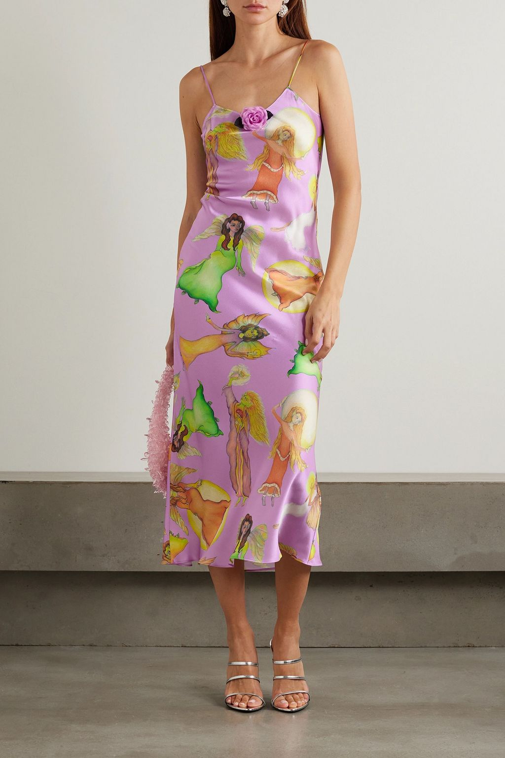 RODARTE Embellished printed silk-satin midi slip dress | THE OUTNET