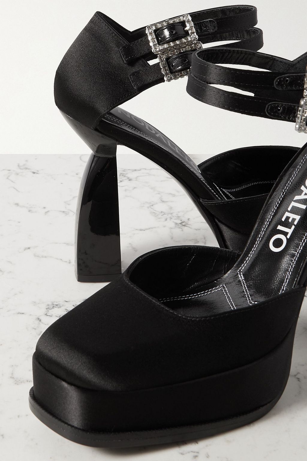 NODALETO Angel Y crystal-embellished satin platform pumps | THE OUTNET