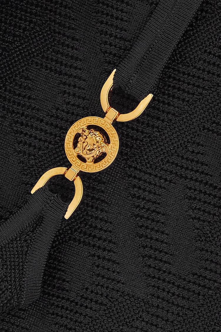 VERSACE La Greca copped embellished knitted top | THE OUTNET