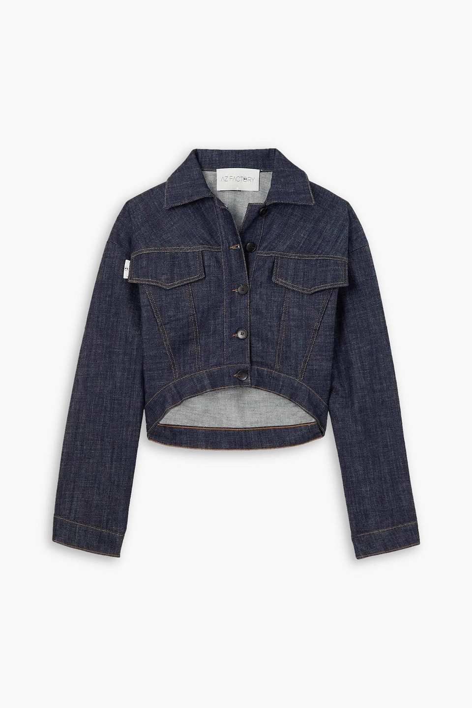 Az Factory Lutz Huelle Cropped Denim Jacket In Dark Denim | ModeSens