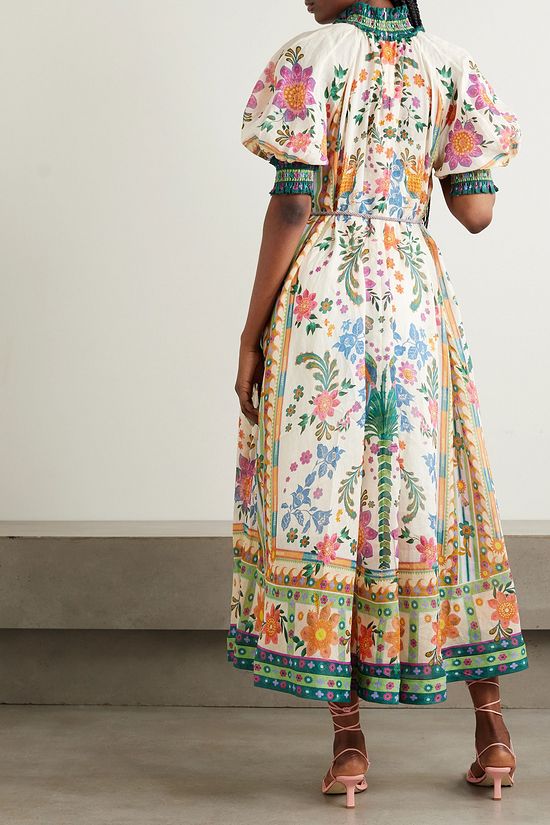 ZIMMERMANN Ginger Swing belted floral-print ramie-voile maxi dress ...