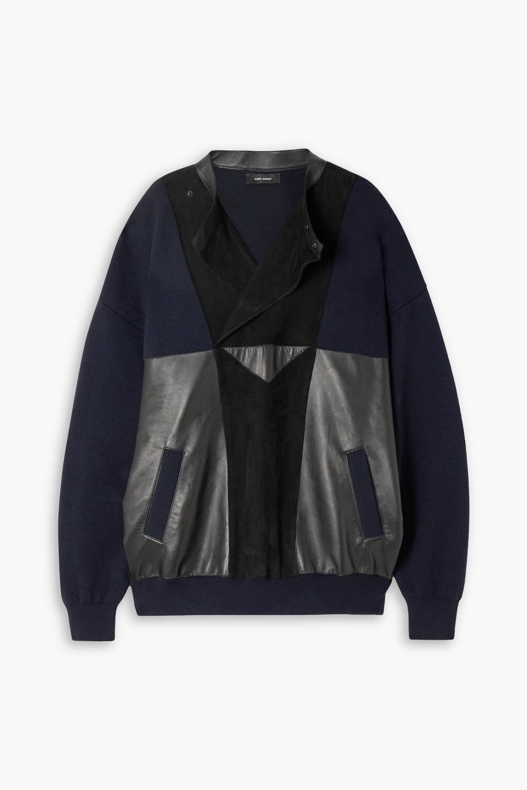 ISABEL MARANT Norah leather and suede-trimmed wool-blend mini dress ...