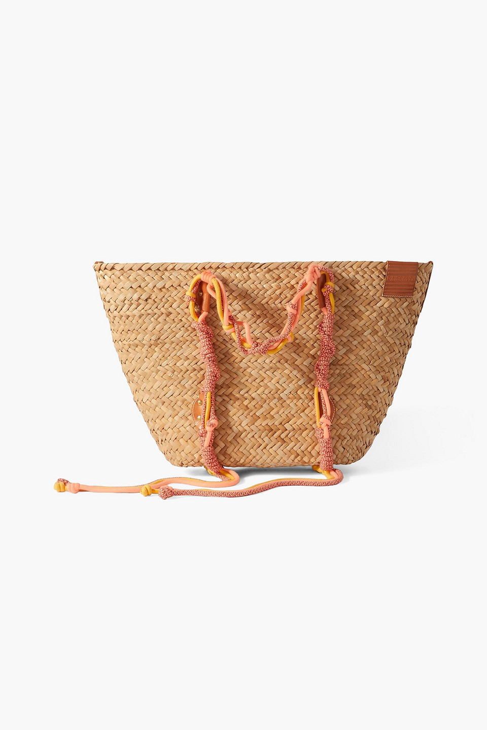 Zimmermann Large Leather And Macramé-trimmed Straw Tote In Neutral ...