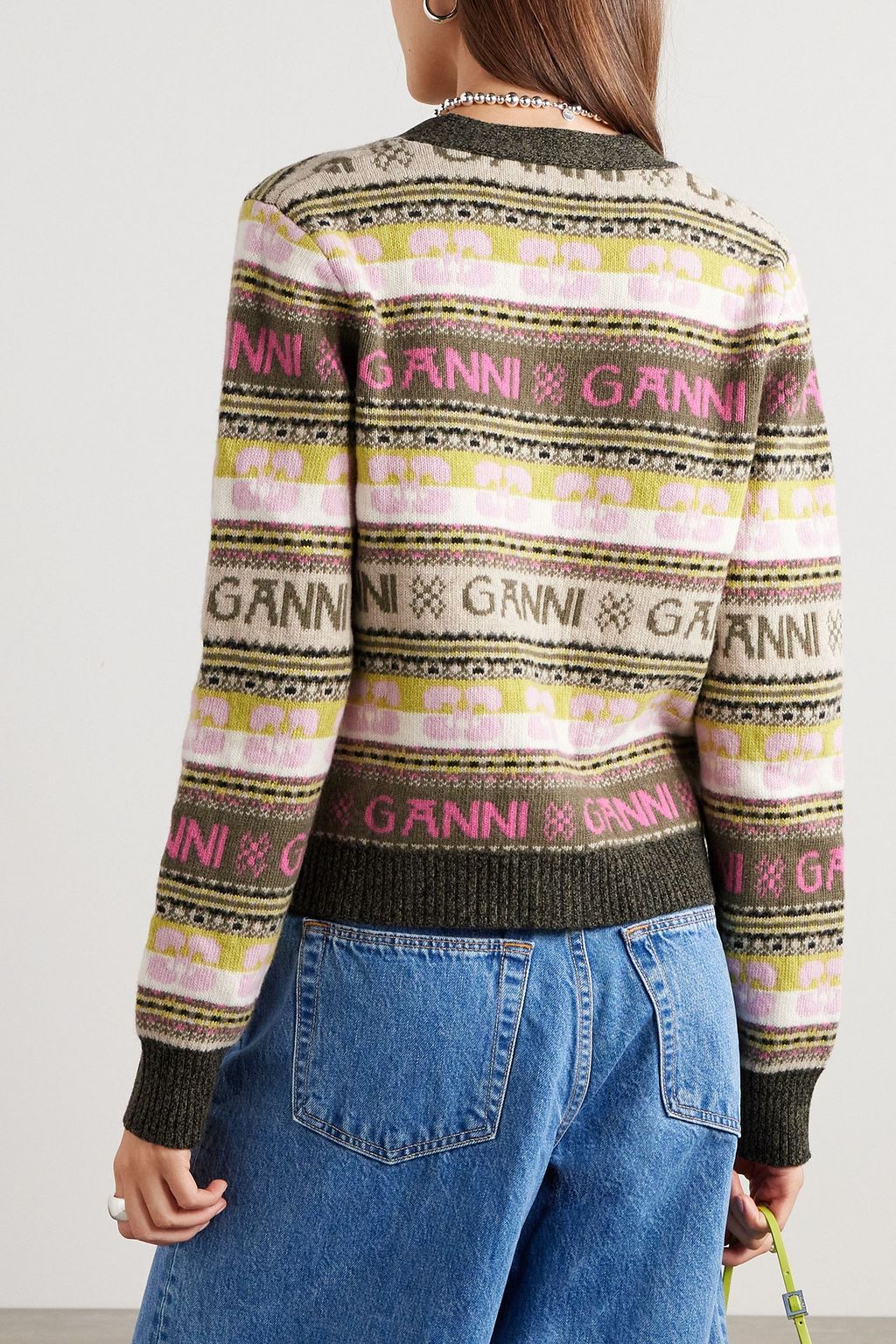 GANNI Intarsia-knit wool-blend cardigan | THE OUTNET