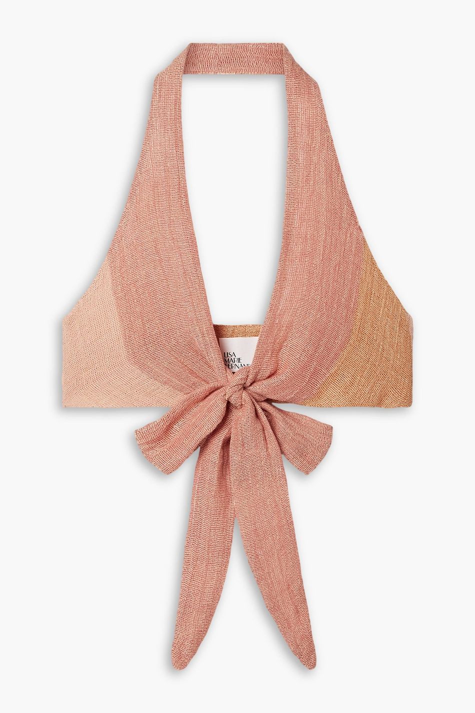 LISA MARIE FERNANDEZ Farrah cropped linen-blend gauze halterneck top ...