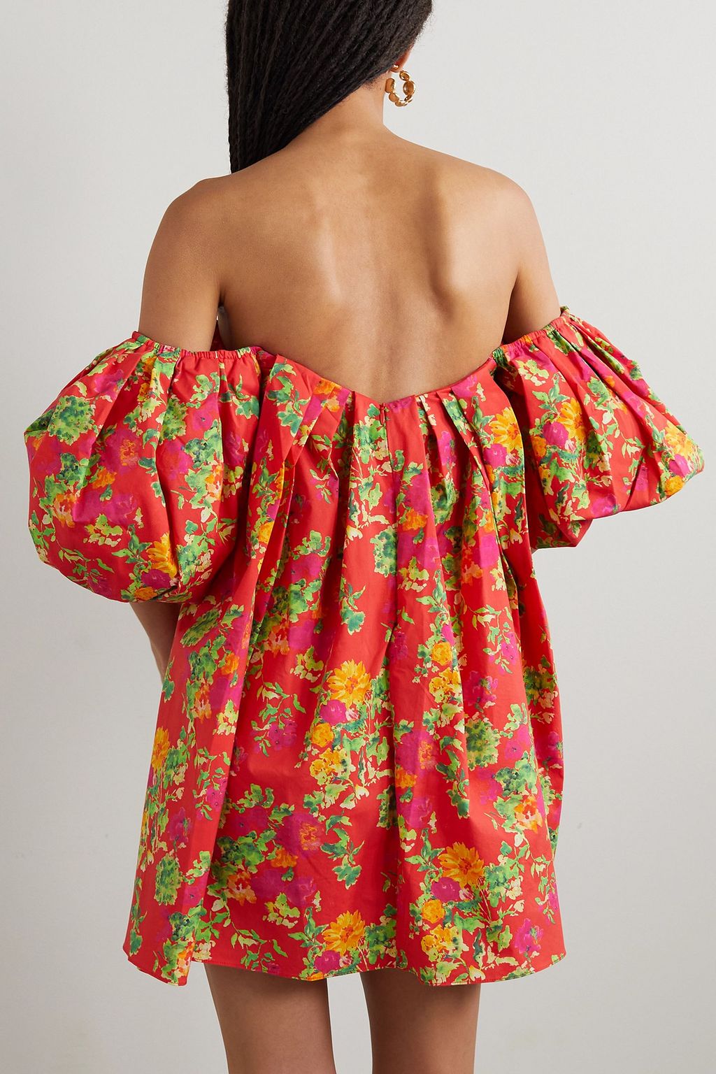 Caroline Constas Palmer Off The Shoulder Floral Print Cotton Blend
