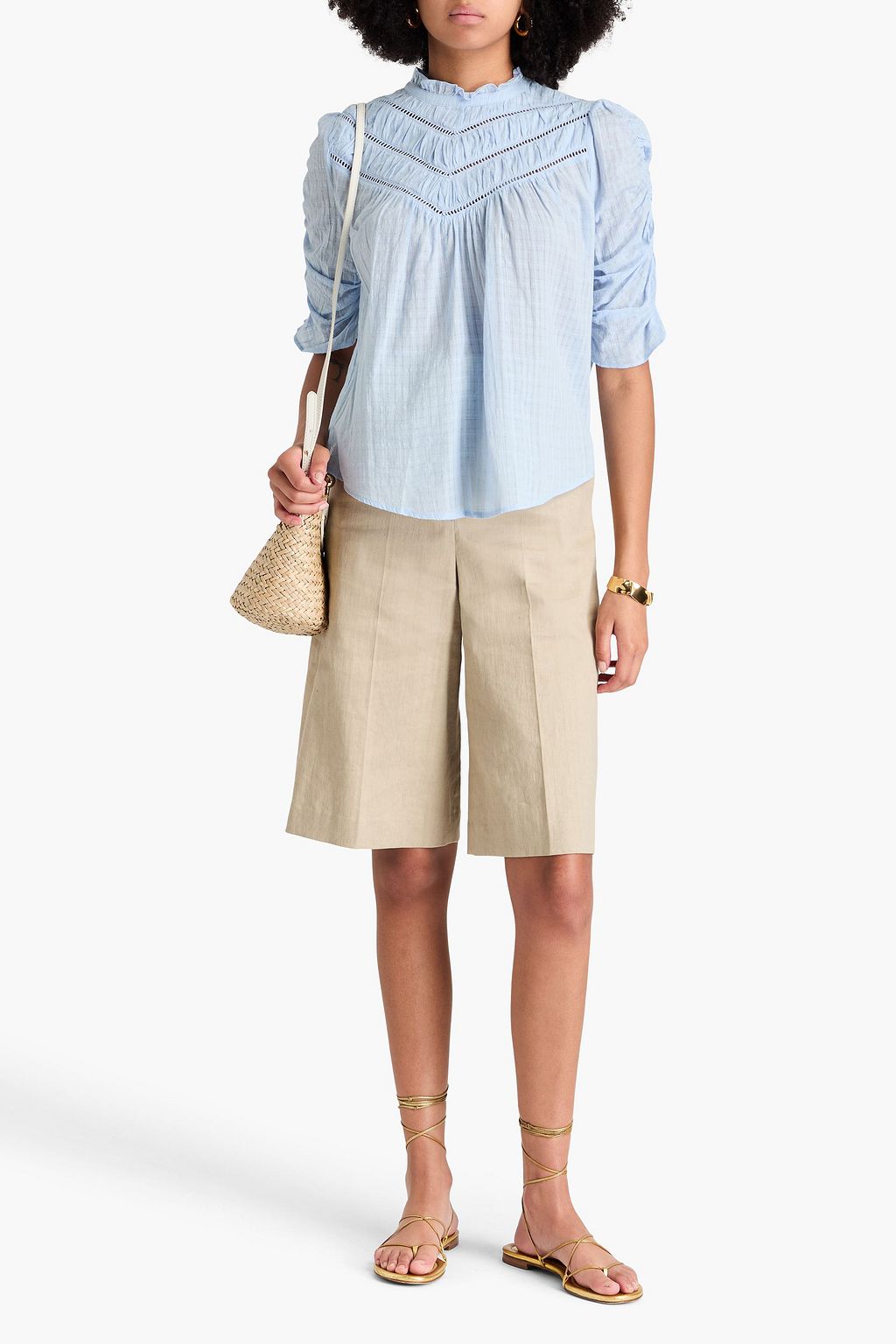 VERONICA BEARD Fraiser ruched cotton-mousseline blouse | THE OUTNET