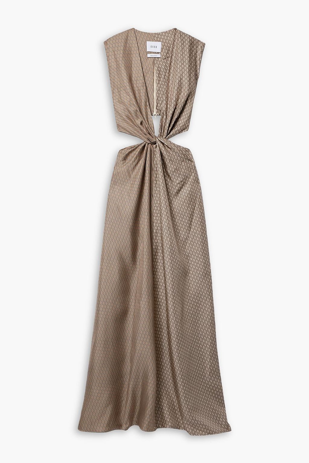 ESSE STUDIOS Linka cutout twist-front printed silk-twill maxi dress ...