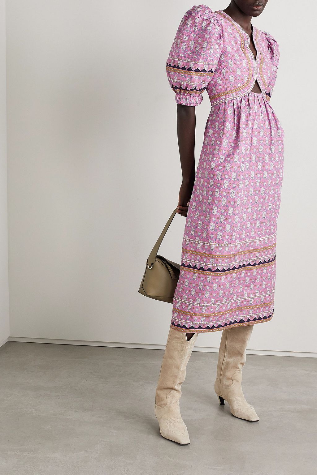SEA Perry cutout printed cotton-poplin midi dress | THE OUTNET