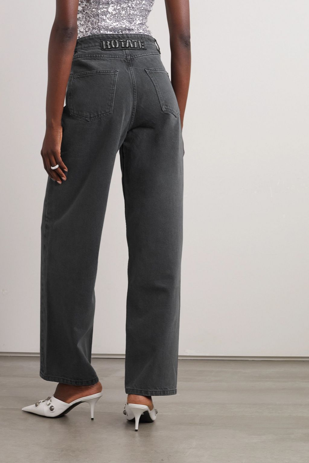 ROTATE BIRGER CHRISTENSEN Dixie crystal-embellished high-rise straight ...