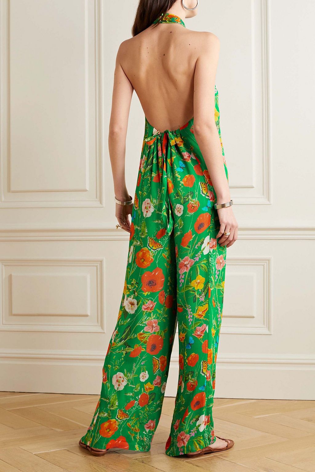 CARA CARA Marion open-back floral-print silk-crepon halterneck jumpsuit ...