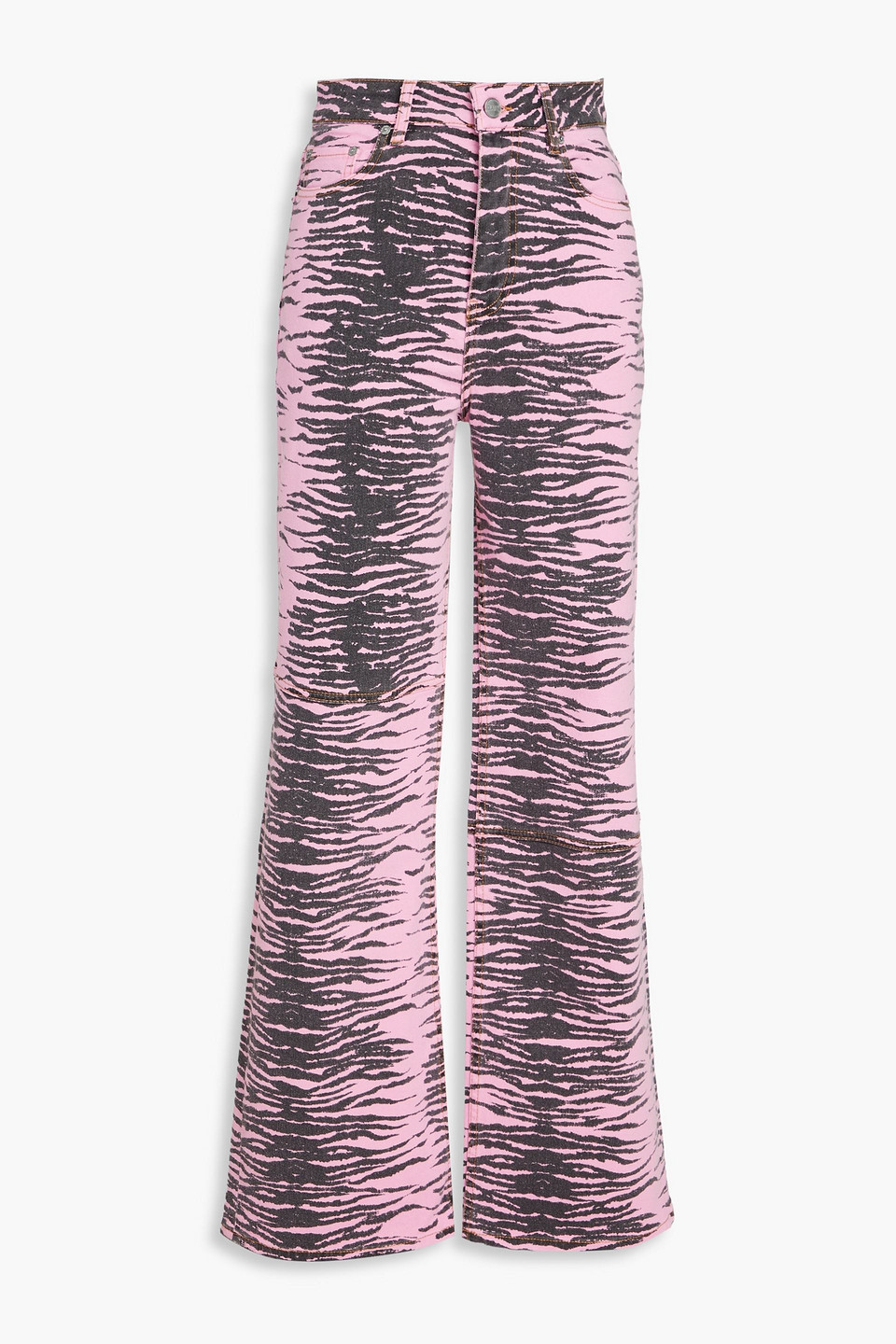 GANNI Tiger-print high-rise wide-leg jeans | Smart Closet