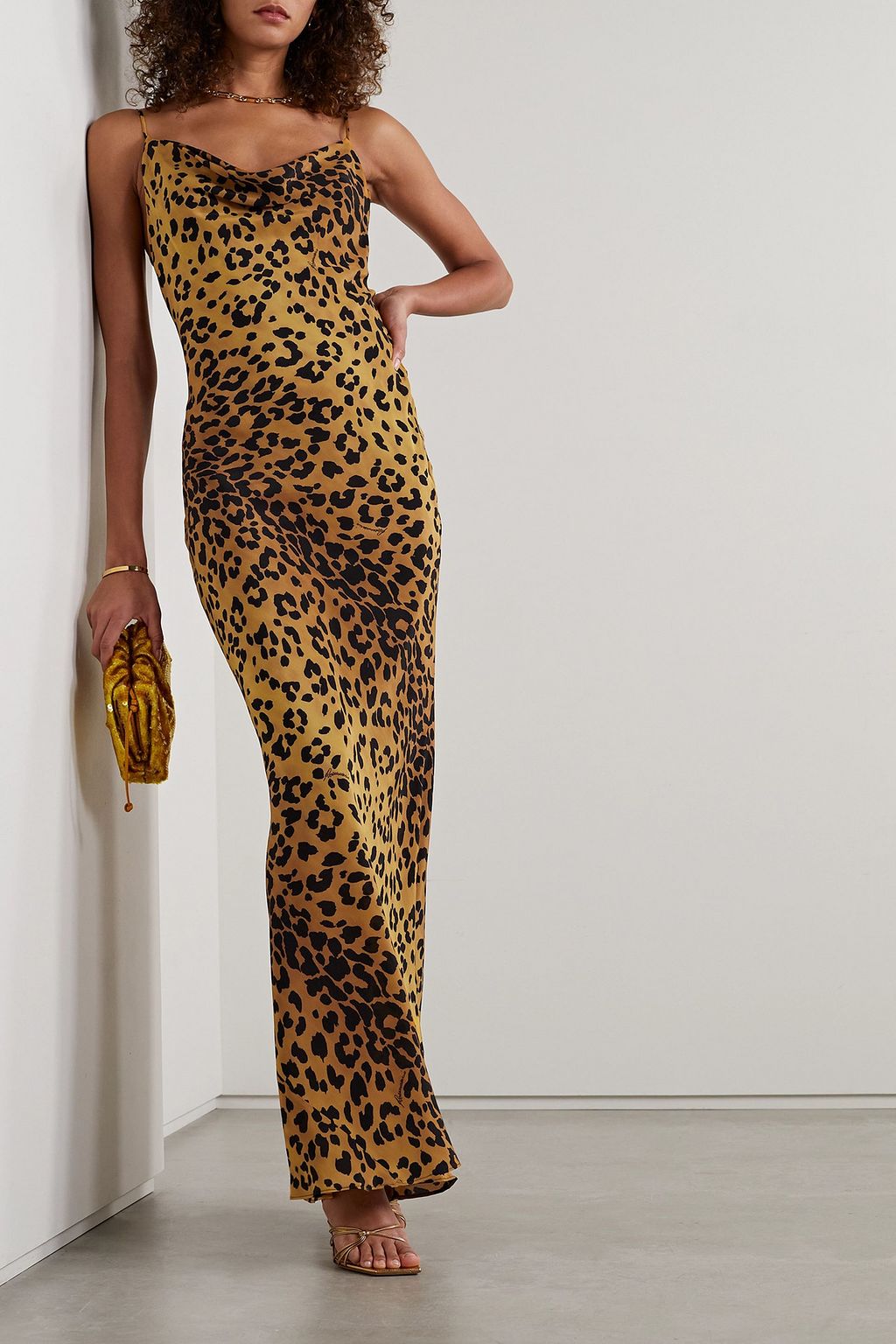 ROSAMOSARIO Tarzan Loves Jane draped leopard-print silk-crepe maxi ...