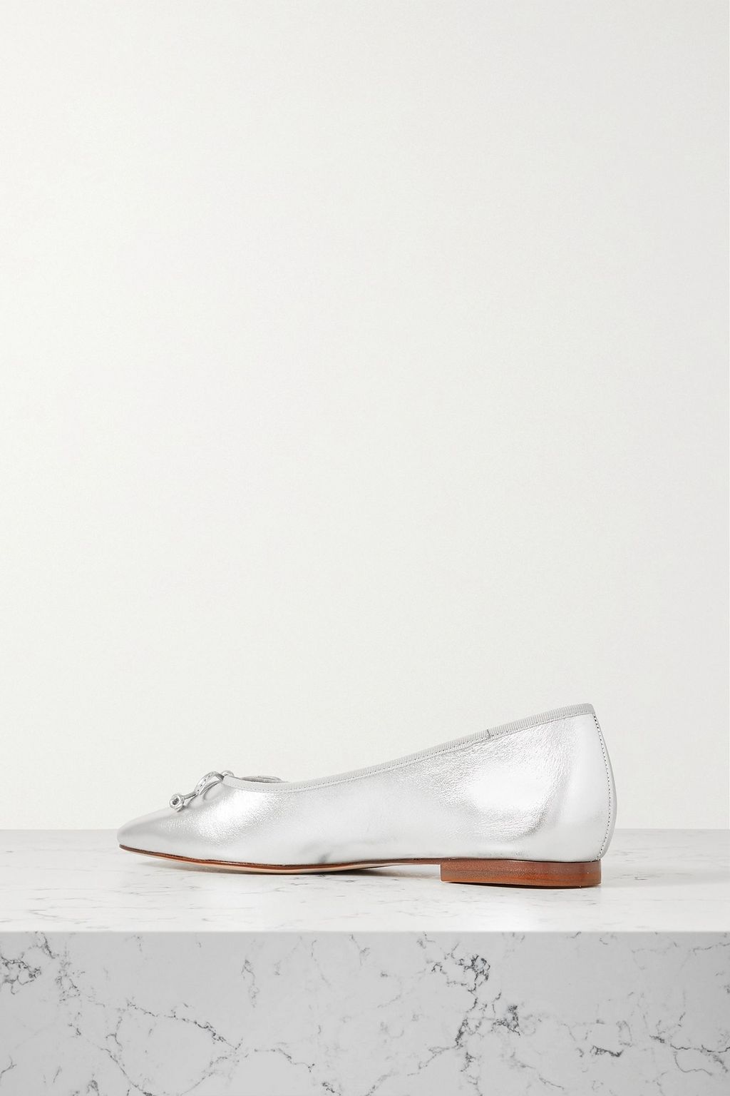 PORTE & PAIRE Bow-embellished metallic leather ballet flats | THE OUTNET