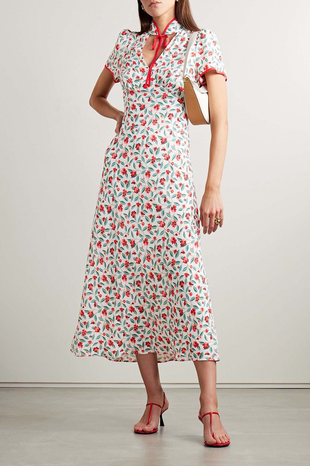 CEFINN Jacquetta cutout floral-print crepe midi dress | THE OUTNET