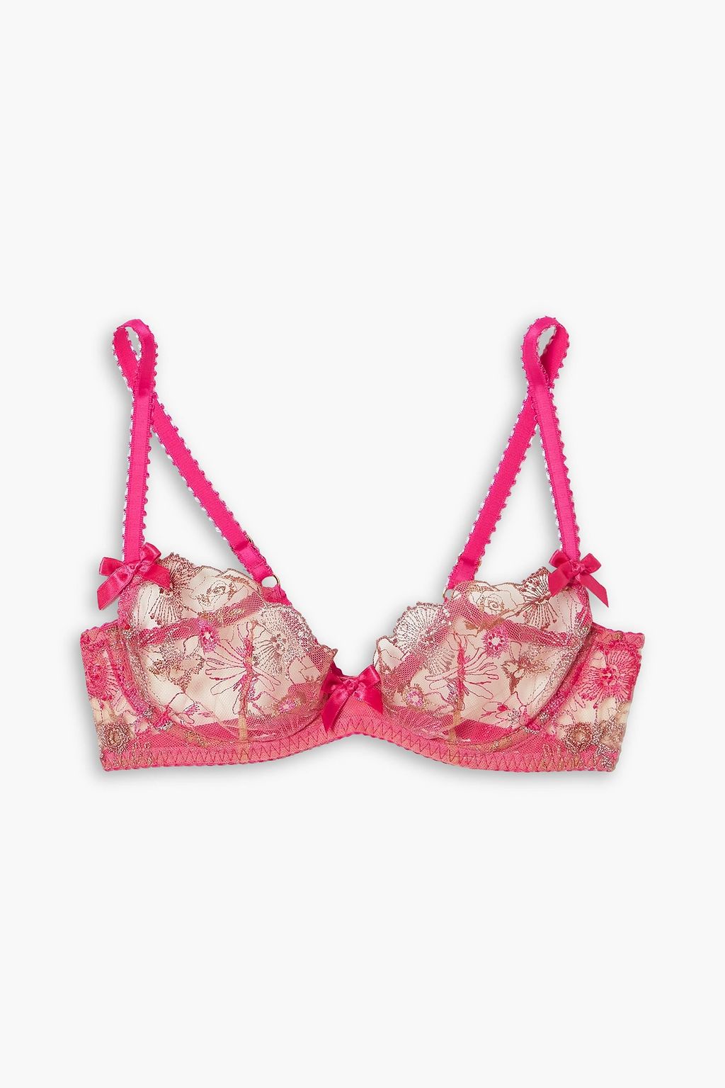 AGENT PROVOCATEUR Zuri metallic embroidered tulle underwired soft-cup ...