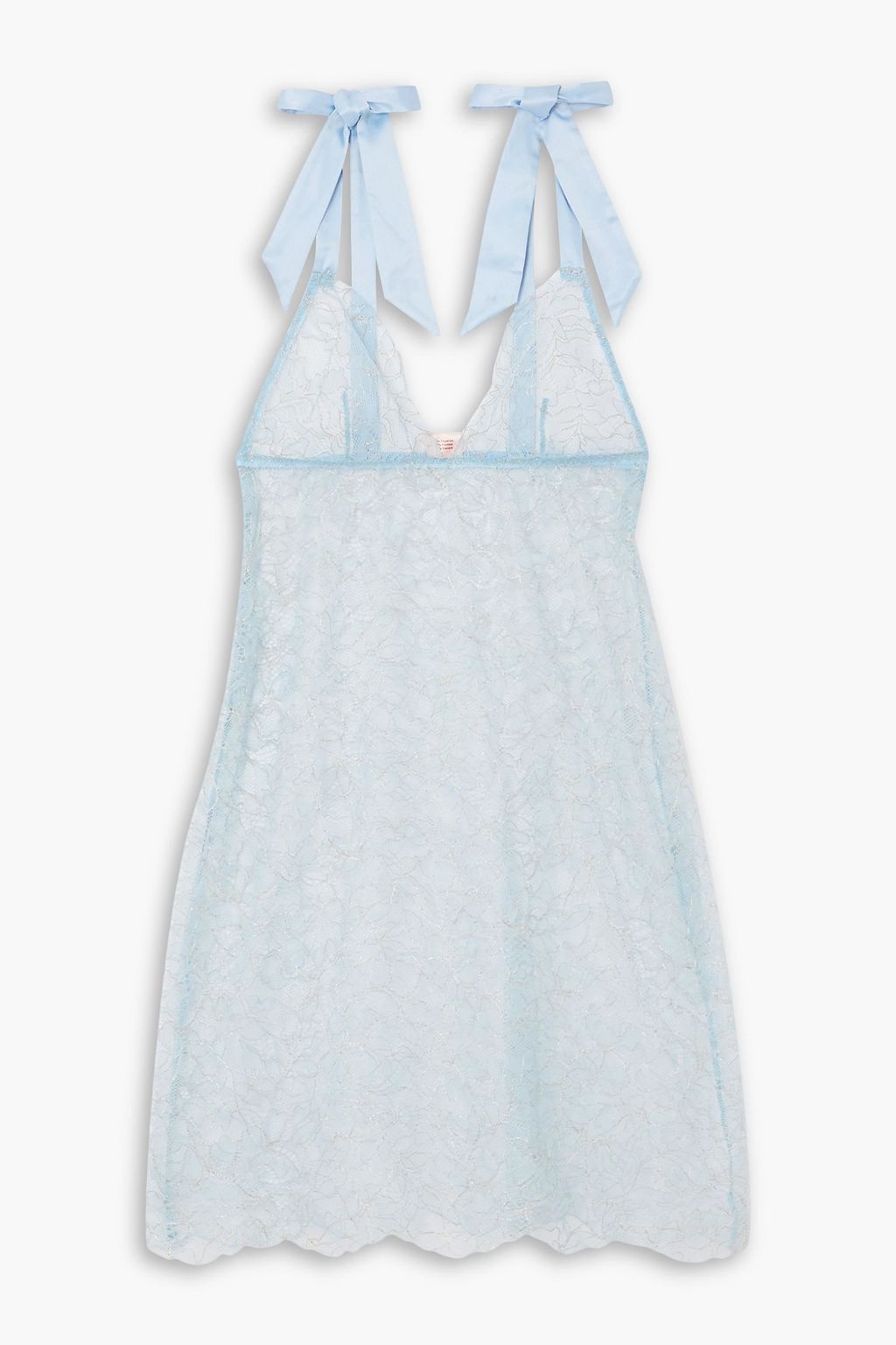 COCO DE MER LONDON Tie-detailed satin-trimmed lace chemise | THE OUTNET