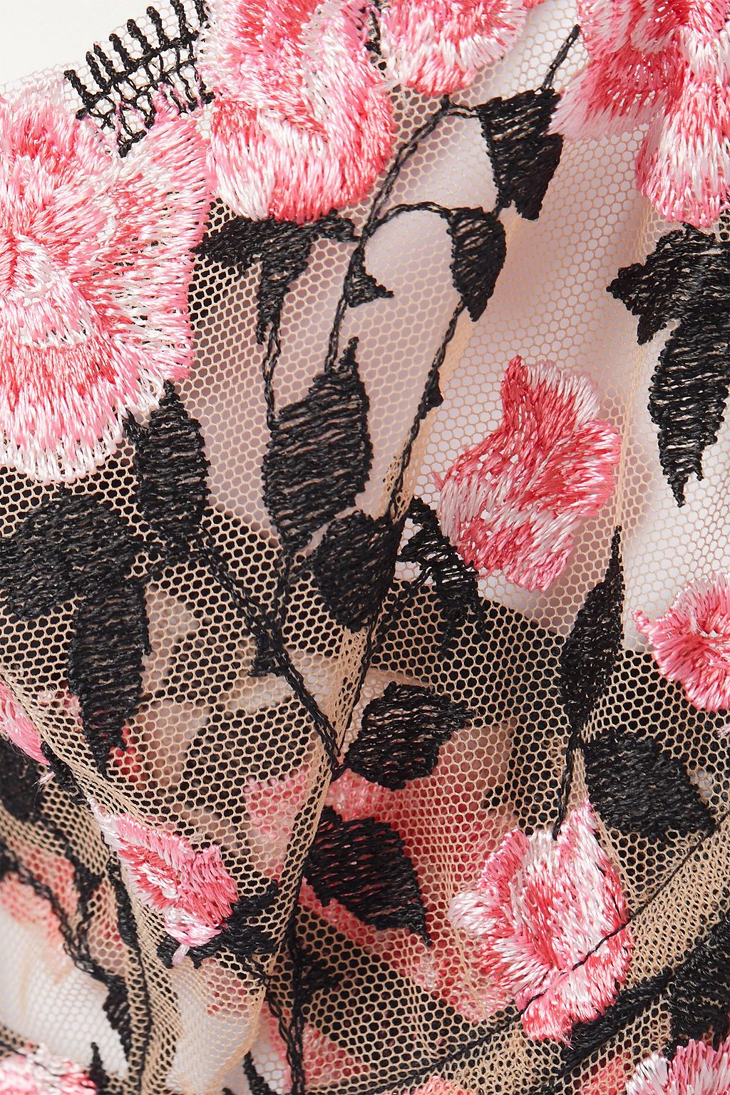 FLEUR DU MAL Roses and Thorns satin-trimmed embroidered tulle ...