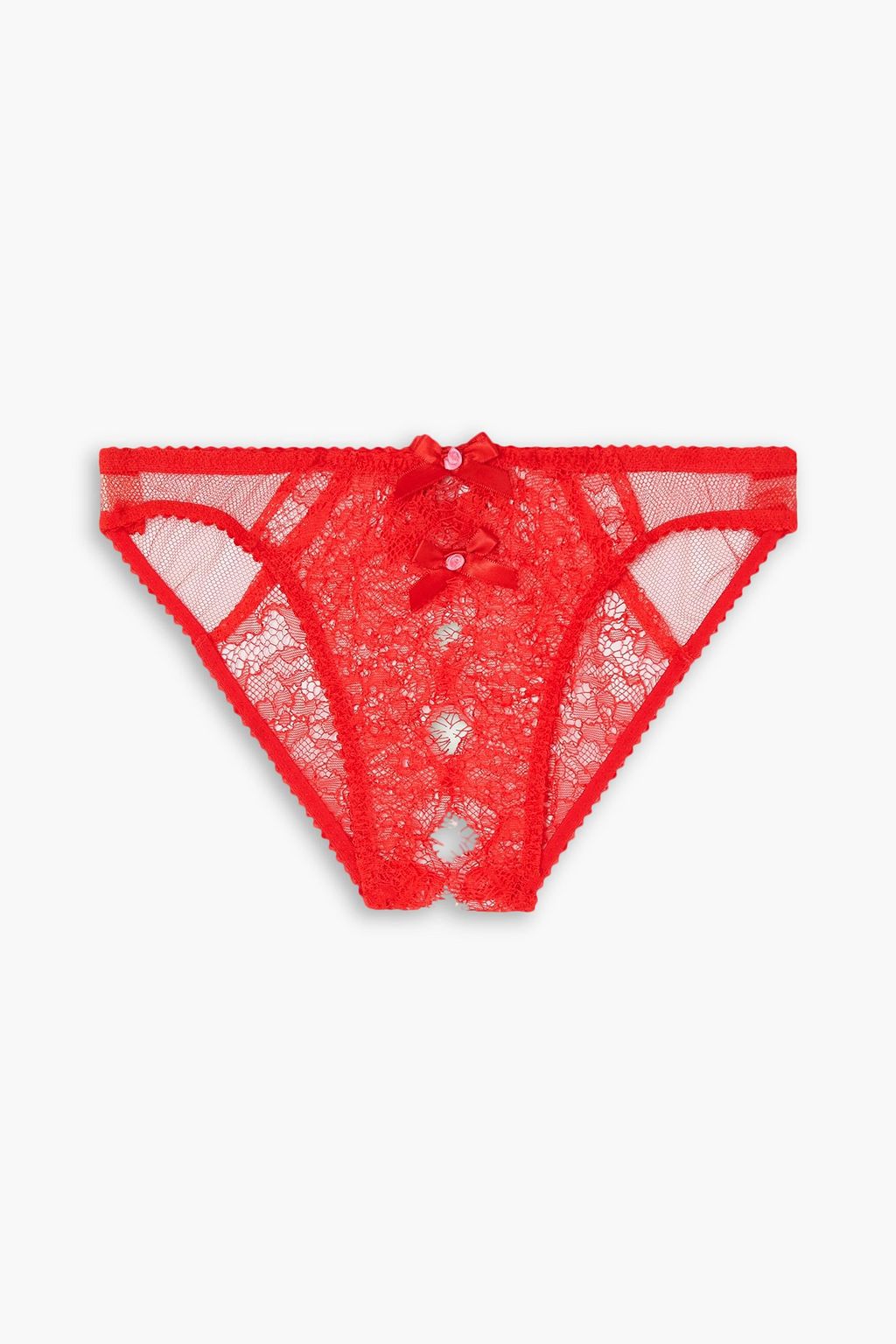 AGENT PROVOCATEUR Lorna bow-embellished cutout Leavers lace and tulle ...