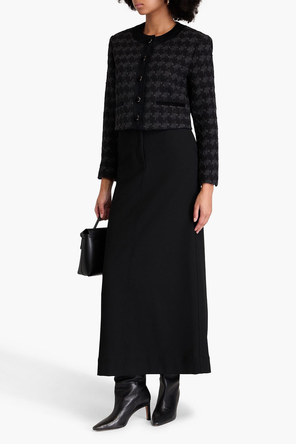 SANDRO Cropped cotton-blend bouclé-tweed jacket | THE OUTNET