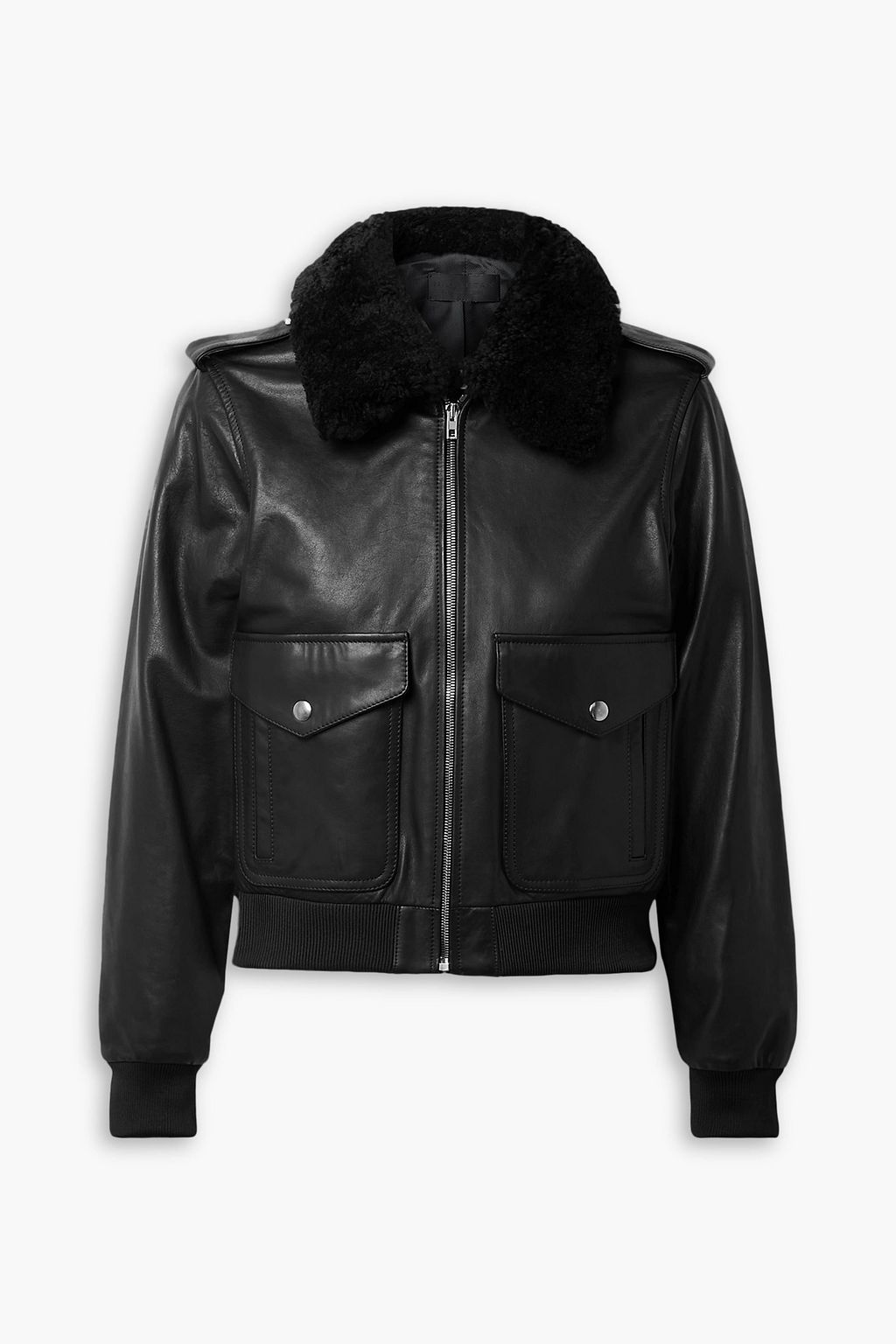 NILI LOTAN Kenzie shearling-trimmed leather jacket | THE OUTNET