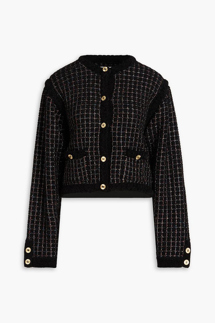 SANDRO Metallic checked knitted jacket | THE OUTNET