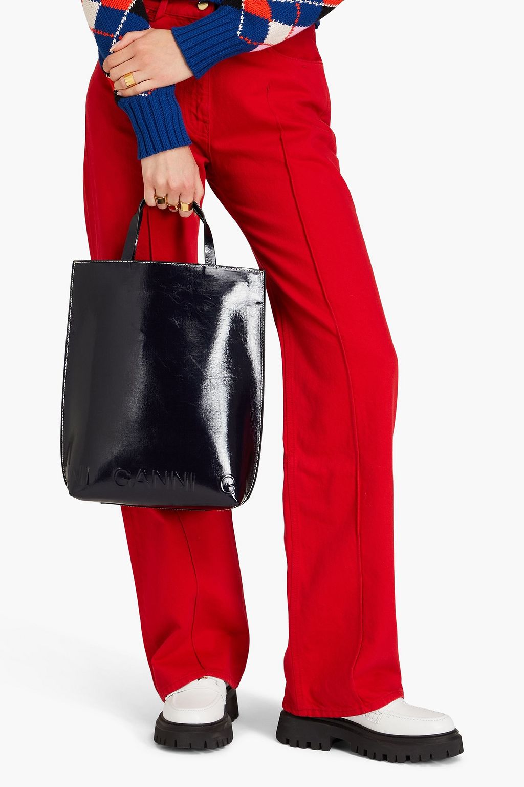 GANNI Embossed faux leather tote | THE OUTNET