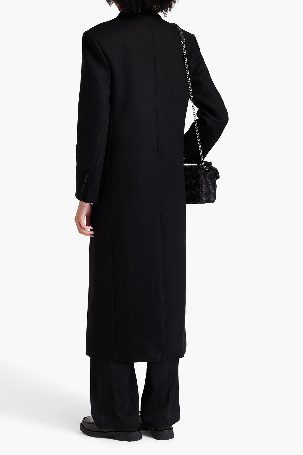 SANDRO Satin-trimmed wool-blend twill coat | THE OUTNET