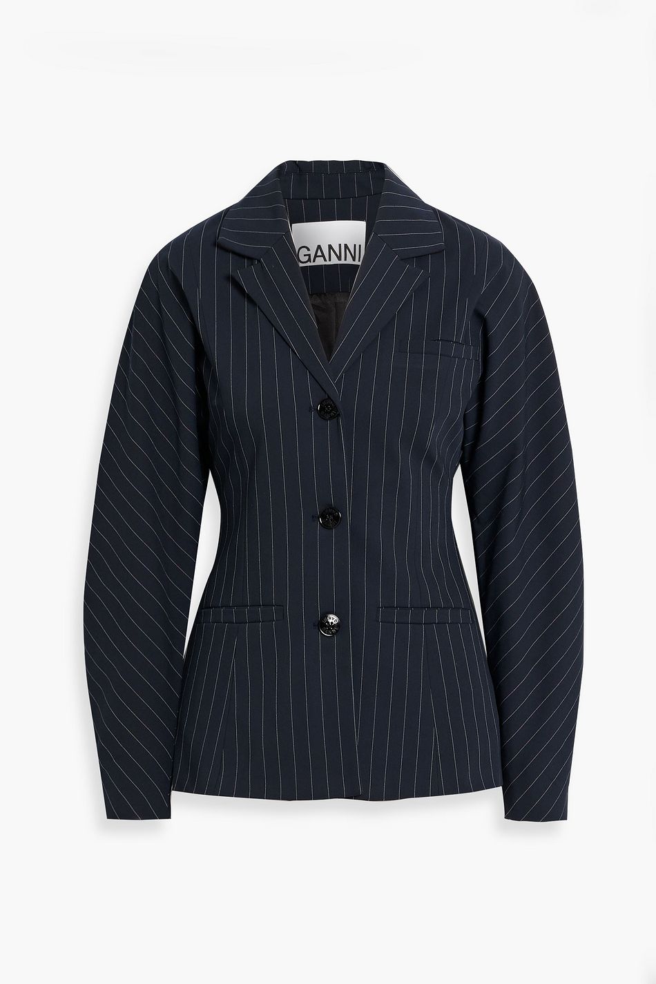 GANNI Pinstriped twill blazer | THE OUTNET