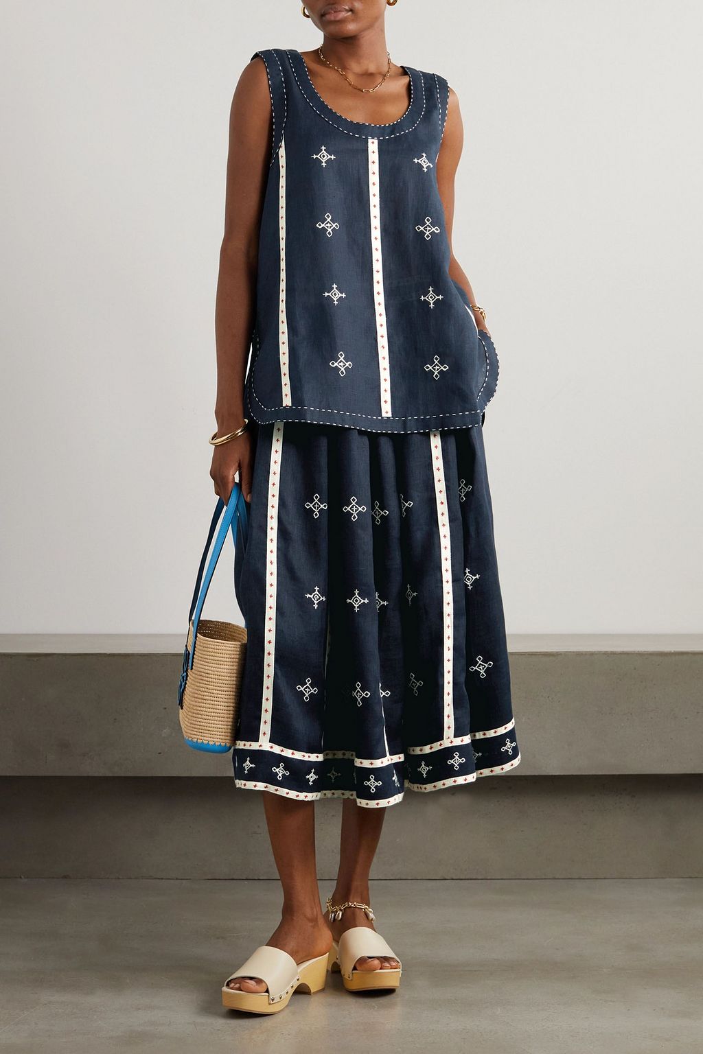 VITA KIN Gera embroidered linen top | THE OUTNET